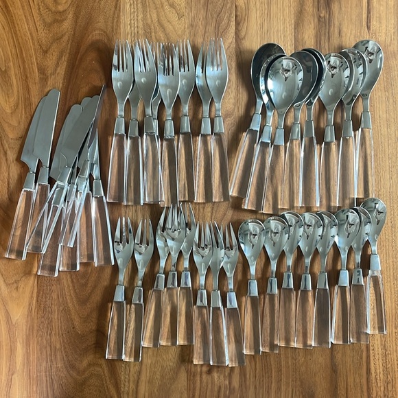 Dining | Vintage Lucite Flatware Set 4 Pieces For 8 Complete Place ...